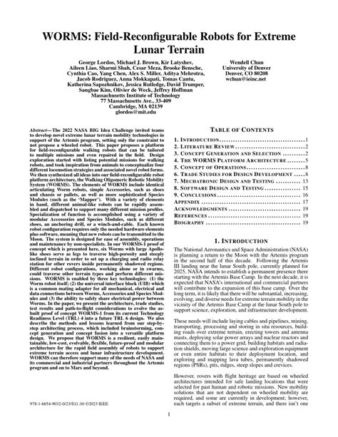 Pdf Worms Field Reconfigurable Robots For Extreme Lunar Terrain