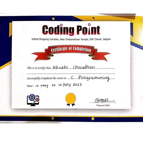 khushi chaudhari on linkedin successfully completed c programming