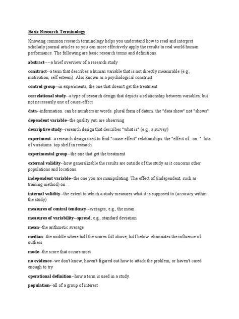 Research Terminologies Pdf Standard Score Statistics