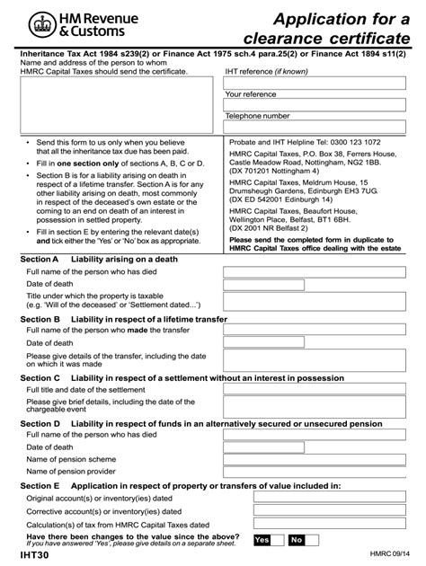 Uk Hmrc Iht30 2014 Fill And Sign Printable Template Online Us Legal Forms