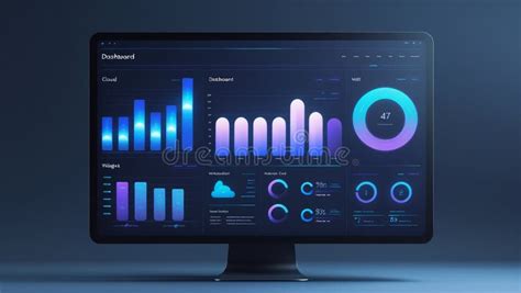 Modern Business Analytics Dashboard Display On Computer Screen Stock Illustration Illustration