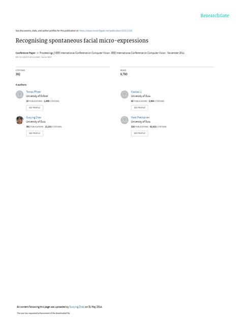 Recognisingspontaneousfacialmicro Expressions Pdf