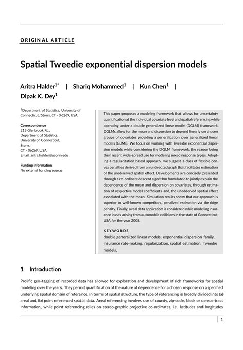 Pdf Spatial Tweedie Exponential Dispersion Models