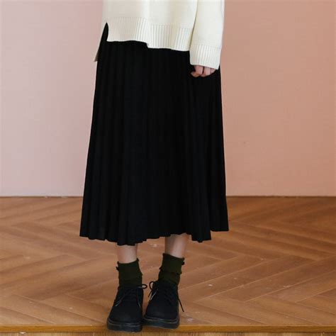 핀턱 플리츠 하이웨스트 A라인 롱스커트 St119829