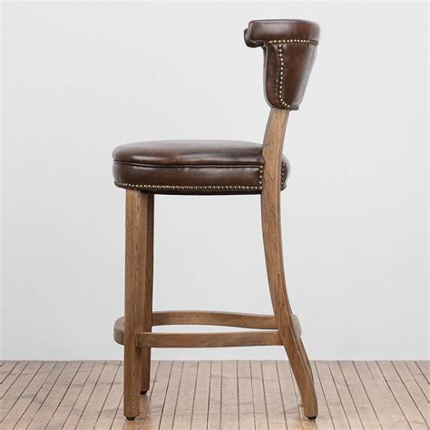 Барный стул Angeles Barstool Low, Weathered Oak натуральная кожа ...