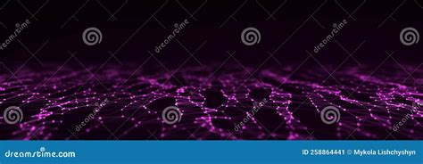 Abstract Technology Wave Of Particles Big Data Visualization Background With Motion Dots