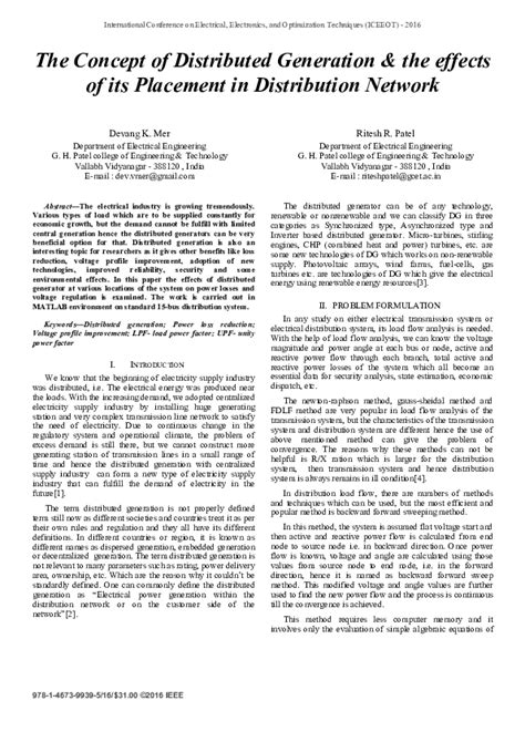 Pdf The Concept Of Distributed Generation And The Effects Of Its Placement In Distribution Network