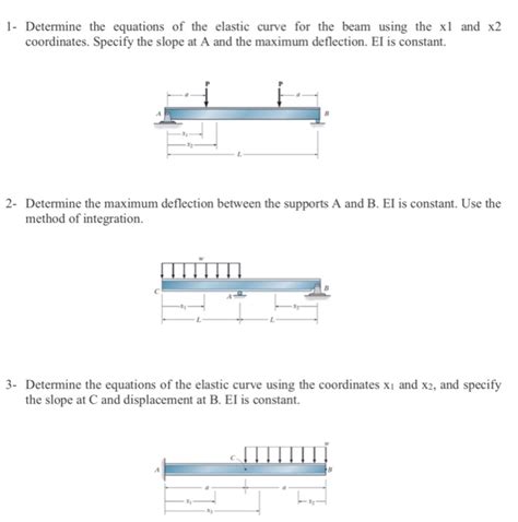solved 1 determine the equations of the elastic curve for