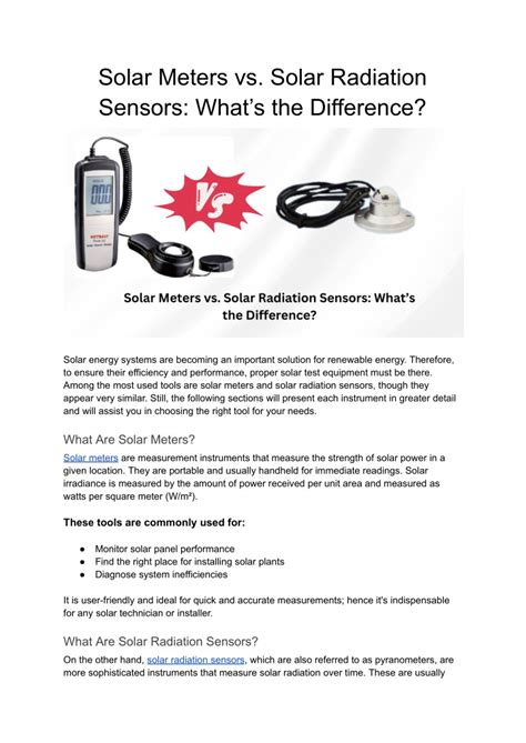 Ppt Solar Meters Vs Solar Radiation Sensors Whats The Difference Powerpoint Presentation
