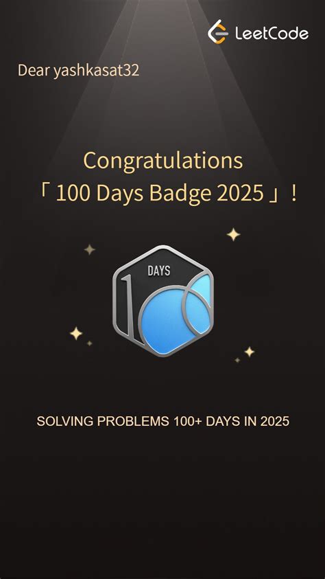 💻 100 Days Of Leetcode Practice Yash Kasat