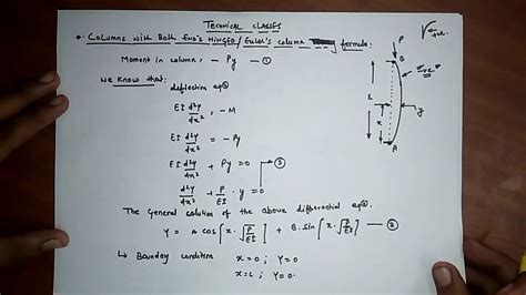 EULER S FORMULA OF COLUMN Euler S Theory Buckling Load For COLUMN BOTH END HINGED YouTube