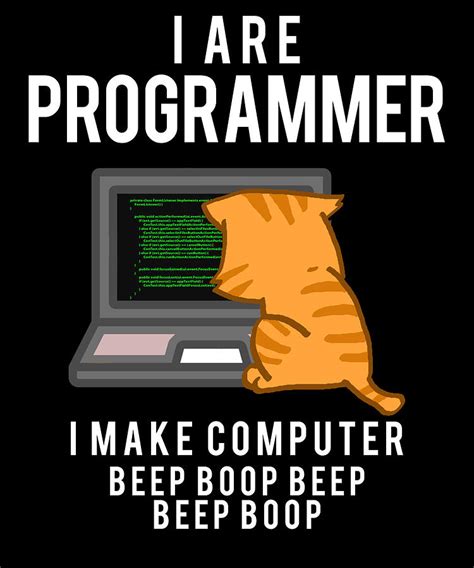 Computer Cat Programmer Geek Pun Apparel Digital Art By Michael S