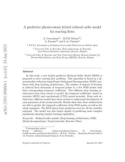 Pdf A Predictive Physics Aware Hybrid Reduced Order Model For Reacting Flows
