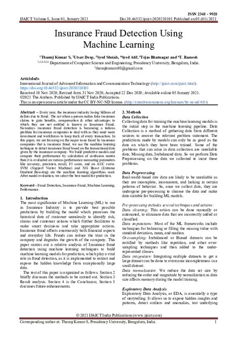 Pdf Insurance Fraud Detection Using Machine Learning