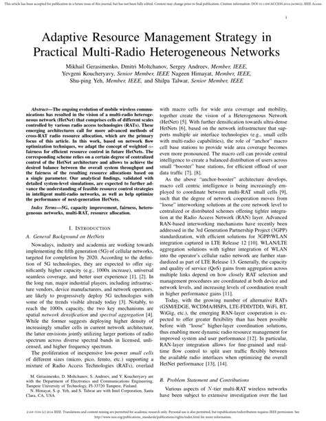 Pdf Adaptive Resource Management Strategy In Practical Multi Radio Heterogeneous Networks