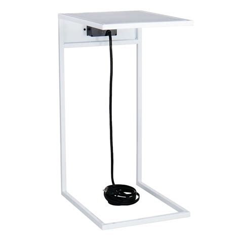 White Metal USB C Table