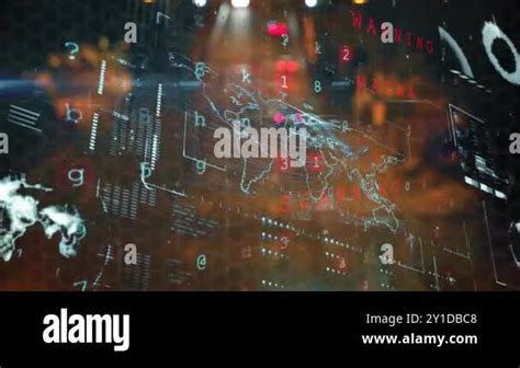 cybercrime text and world map animation over digital data and coding background cybersecurity