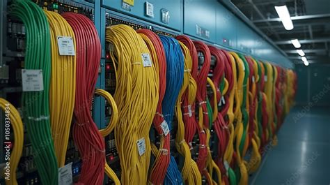 Organized Wiring Panels With Color Coded Cables A Wiring Panel With Color Coded Cables Neatly