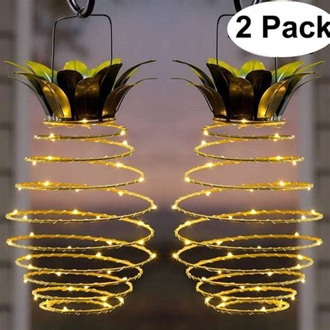 2pcs Garden Solar Lights Pineapple Lights Hanging Outdoor Decor