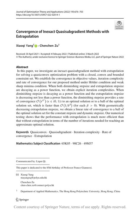 Convergence Of Inexact Quasisubgradient Methods With Extrapolation