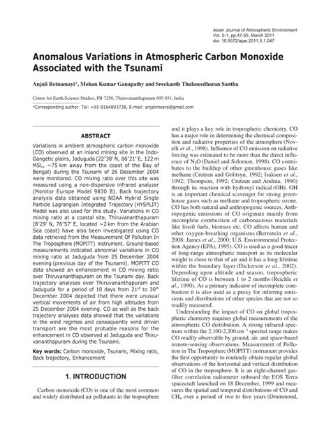 Pdf Anomalous Variations In Atmospheric Carbon Monoxide Associated