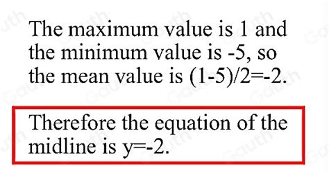 Solved Determine The Equation Of The Midline Of The Following Graph [math]
