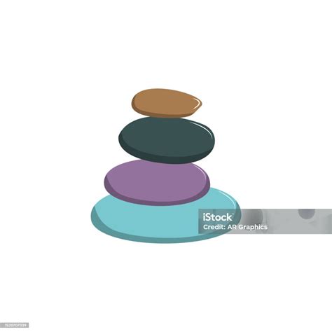 스톤 로고 벡터 젠 명상 스톤 밸런스 평온 요가 미니멀리스트 심플 디자인 실루엣 일러스트레이션 더미에 대한 스톡 벡터 아트 및