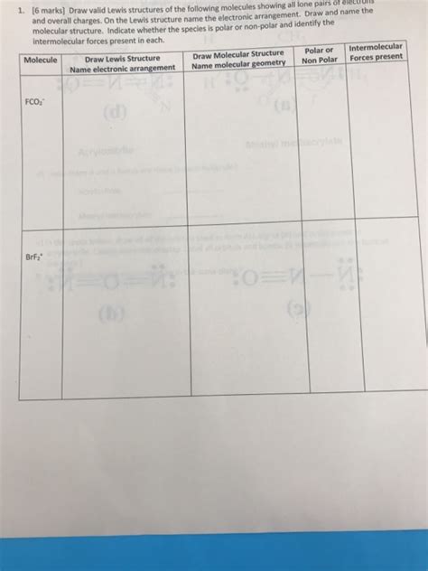 solved 6 marks] draw valid lewis structures of the following