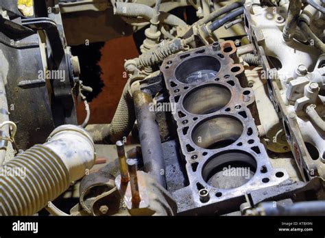 The Cylinder Block Of The Four Cylinder Engine Disassembled Motor