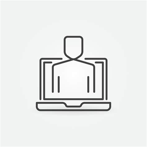 Man In Laptop Vector Concept Icon In Outline Style Vector Art At Vecteezy