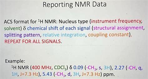 Solved Reporting NMR Data ACS Format For 1H NMR Instrument Chegg Com