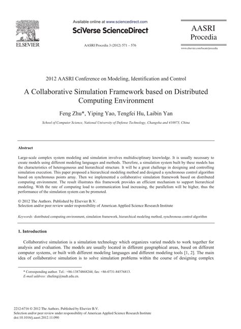 Pdf A Collaborative Simulation Framework Based On Distributed