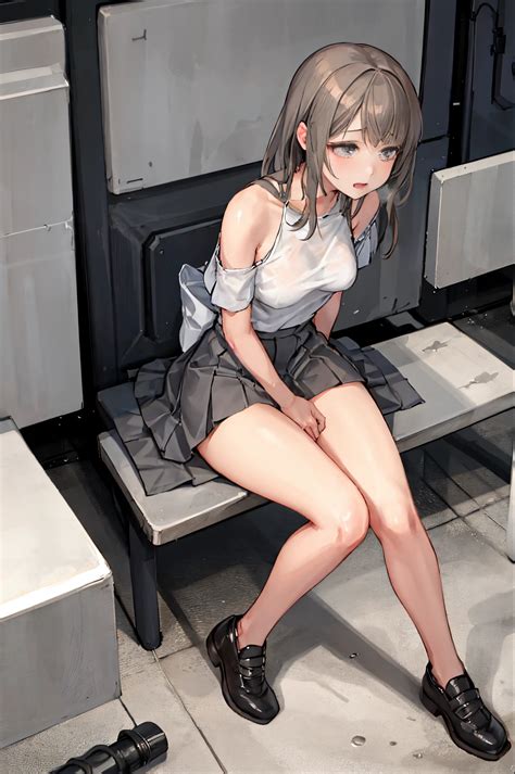Anime Girl Sitting On A Bench With Her Legs Crossed Seaart Ai