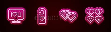 Set Line Speech Bubble Text I Love You Please Do Not Disturb With Heart Two Linked Hearts And