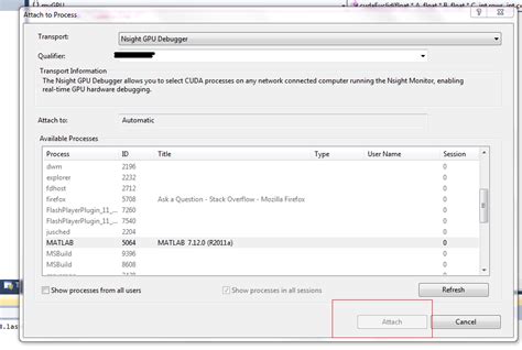Visual Studio Debug Cuda Kernel On Mexfunction By Attaching Matlab With Nsight GPU