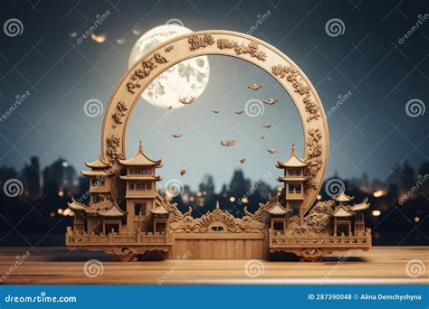 Wooden Miniature Of Chinese Architecture Stock Illustration