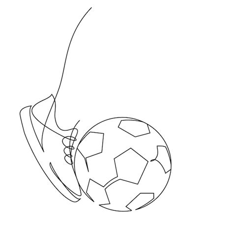 연속 선 그림 축구 선수가 공을 차다 프리미엄 벡터