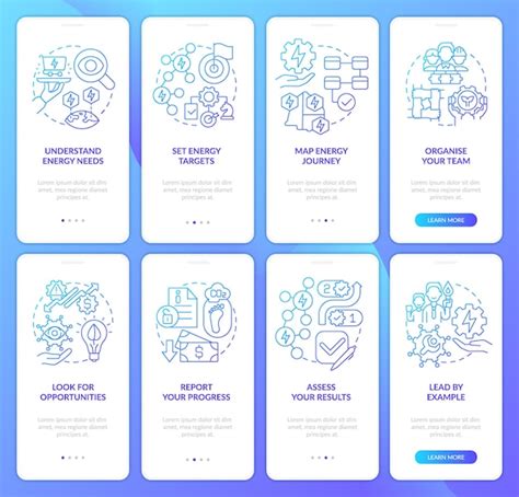 Premium Vector Energy Strategy Blue Gradient Onboarding Mobile App Screen Set