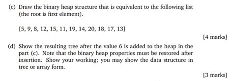 Solved C Draw The Binary Heap Structure That Is Equivalent