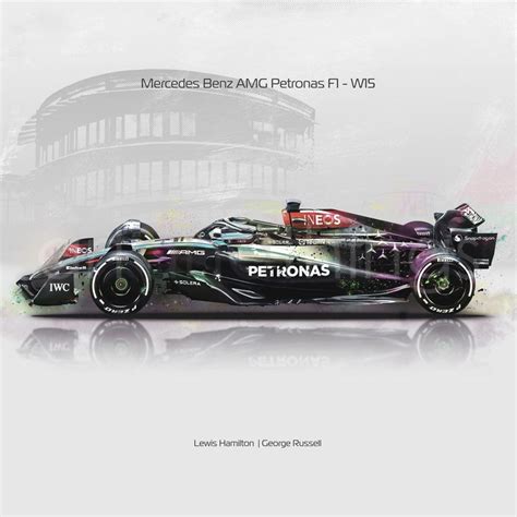 Mercedes F1 Car Poster 2024 W15 Lewis Hamilton George Russell Side Wall Art Mercedes Amg F1