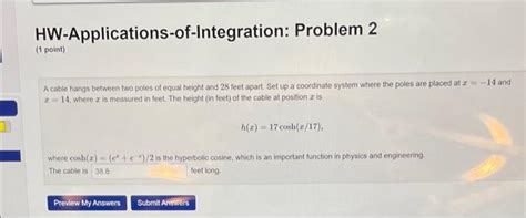 Solved HW Applications Of Integration Problem Point A Chegg Com