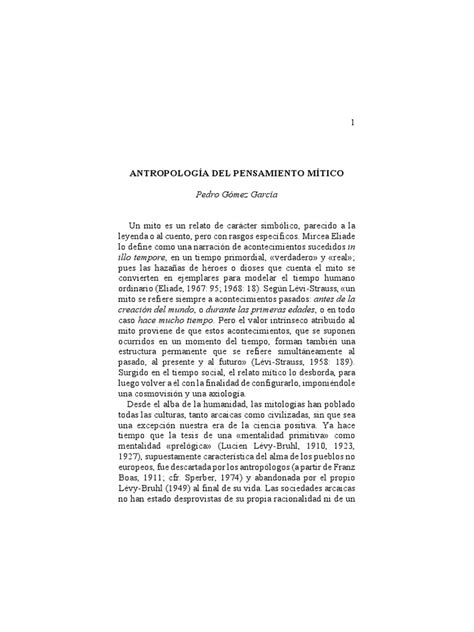 Antropologia Del Pensamiento Mitico Pdf Mitología Science