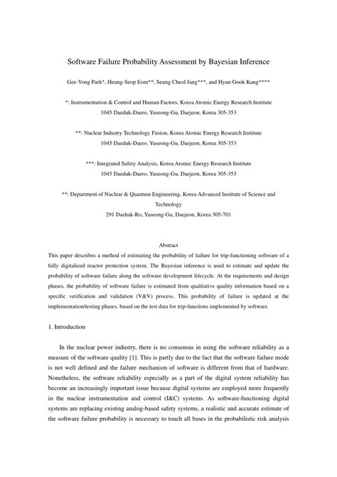 Pdf Software Failure Probability Assessment By Bayesian Inference