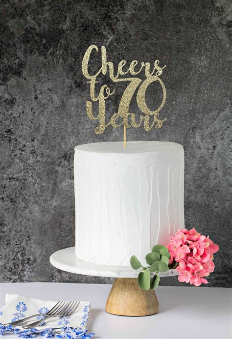 Cheers To 70 Years Cake Topper 70th Birthday Cake Topper Etsy
