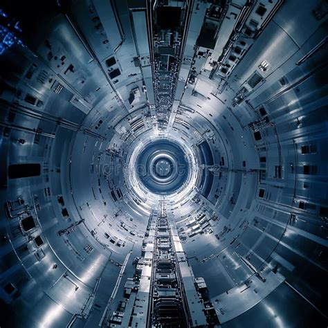 Abstract Futuristic Tunnel With Metal Panels And Glowing Light Stock Illustration Illustration