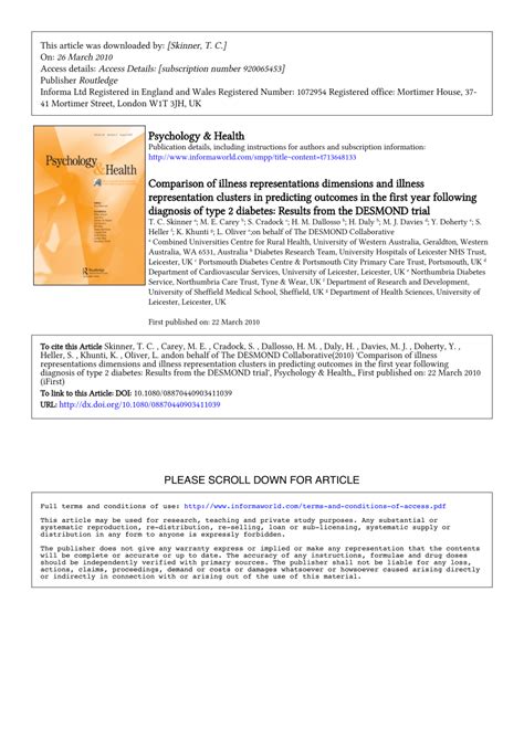 Pdf Comparison Of Illness Representations Dimensions And Illness