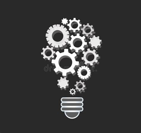 Gears In Light Bulb Shape Abstract Gears Concept Of Thinking Stock