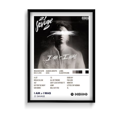 I Am I Was By 21 Savage Album Poster The Mortal Soul