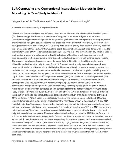 Pdf Soft Computing And Conventional Interpolation Methods In Geoid