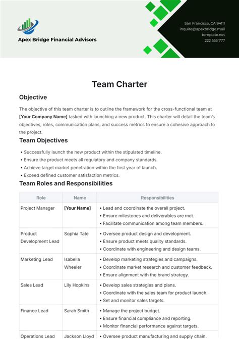 Free Team Charter Templates To Edit Online And Print
